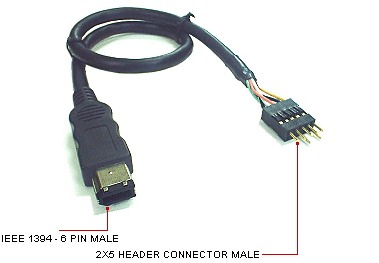 Configure PC w/ FrontX IEEE 1394 Cable 1ft - 6-Pin M to 2x5 M