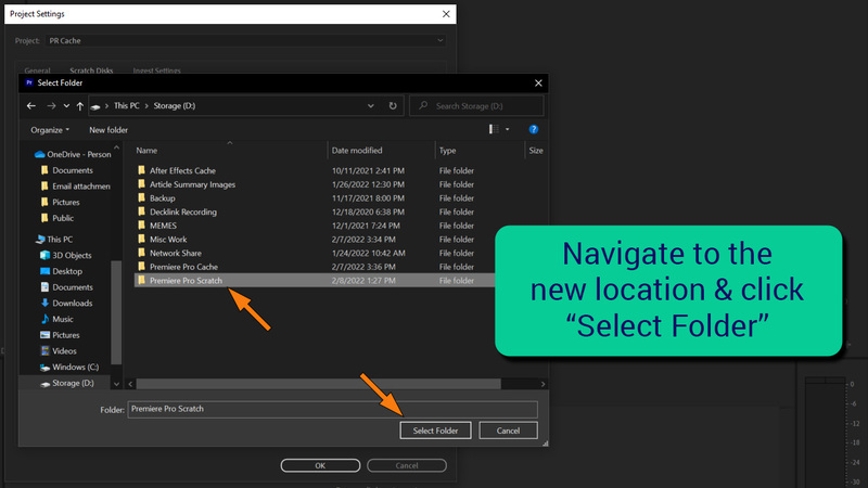 How to Configure Storage and Cache File Locations in Premiere Pro